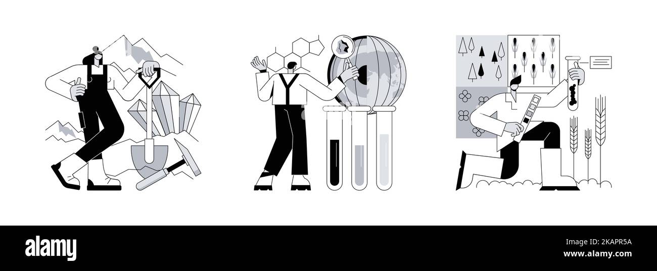 Applied earth science abstract concept vector illustration set. Geology ...