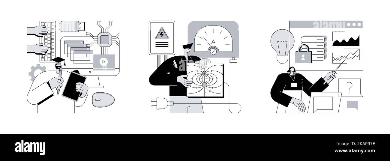 Scientific research abstract concept vector illustration set ...