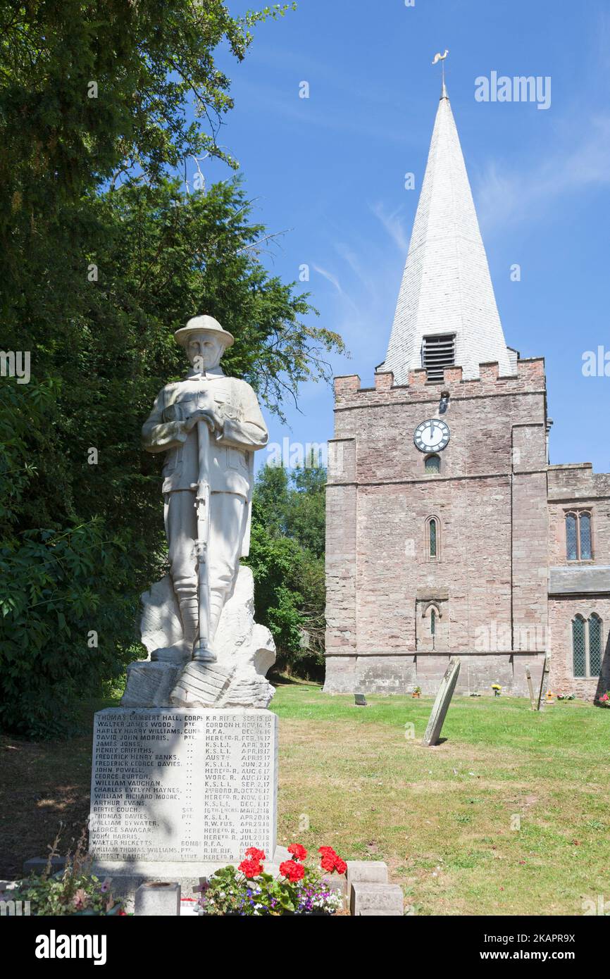 War memorial in front of St Mary's Church, Dilwyn, Herefordshire Stock ...