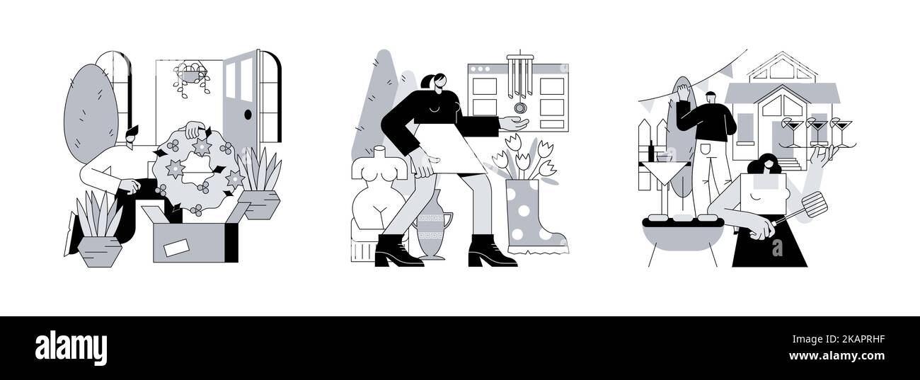 Garden accessories abstract concept vector illustration set. Seasonal ...