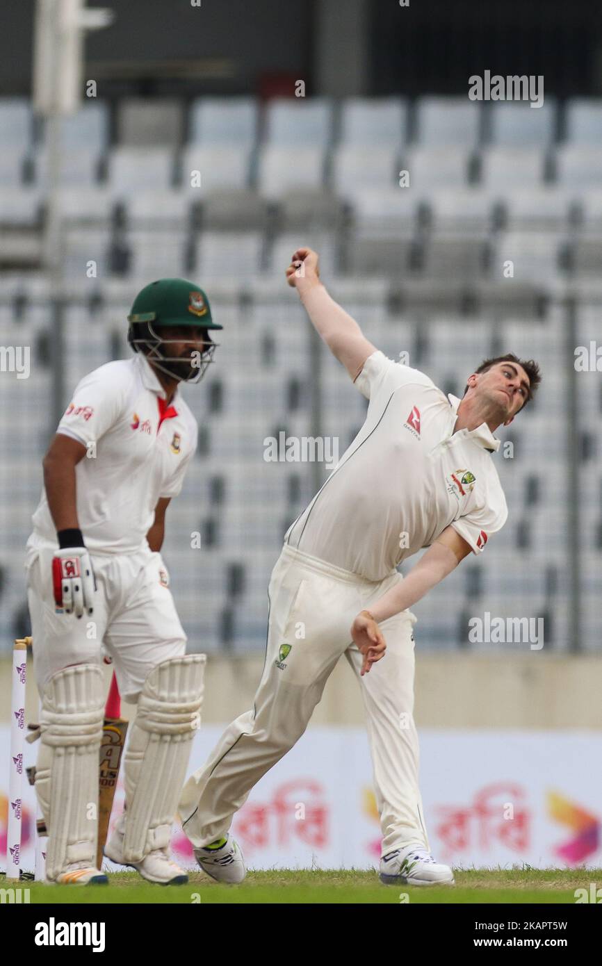 Pat Cummins during the first day of the first Test cricket match ...