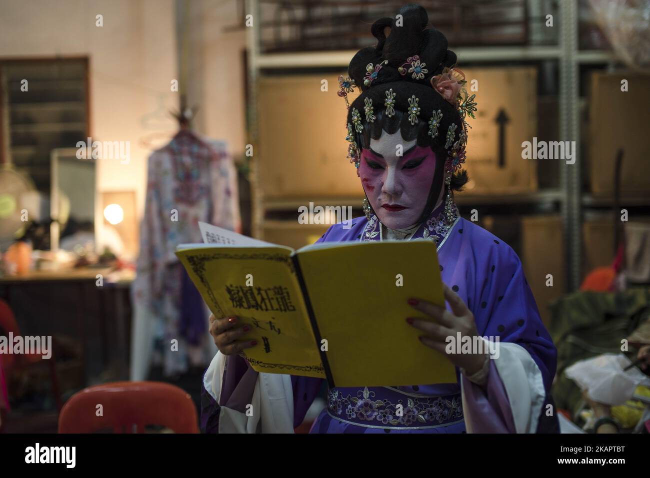Backstage scenes of Chinese opera at the Shen Sze She Yar temple ...