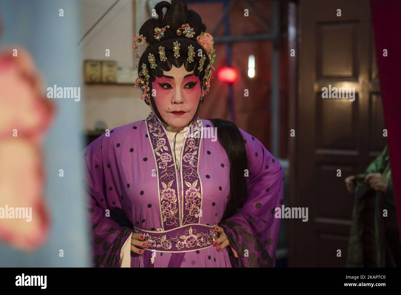Backstage scenes of Chinese opera at the Shen Sze She Yar temple ...