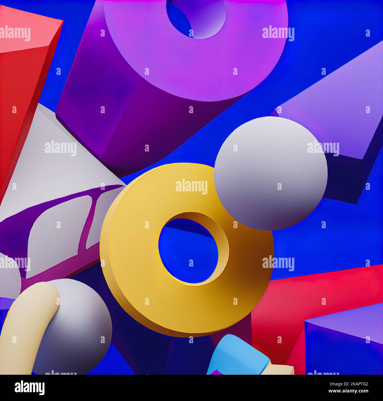 A 3D abstract art background with colorful vibrant random shaped ...