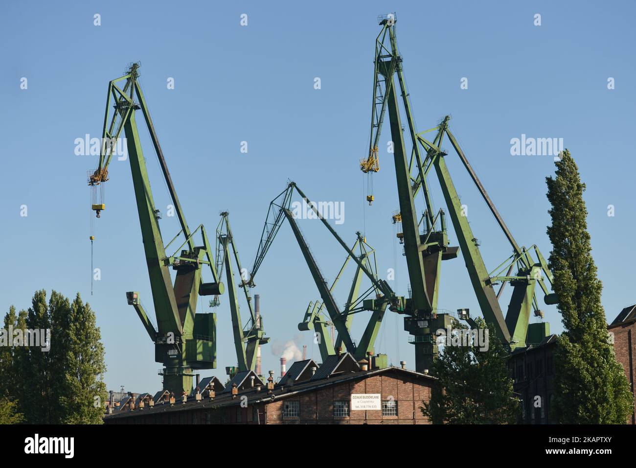 A view of a part of the Gdansk Shipyard on the eve of the 37th ...