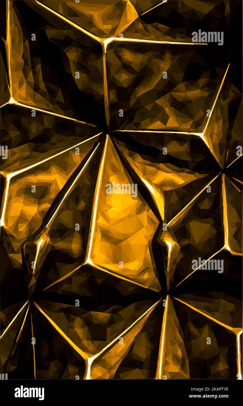 Abstract golden metal background. This low poly vector conveys a haptic ...
