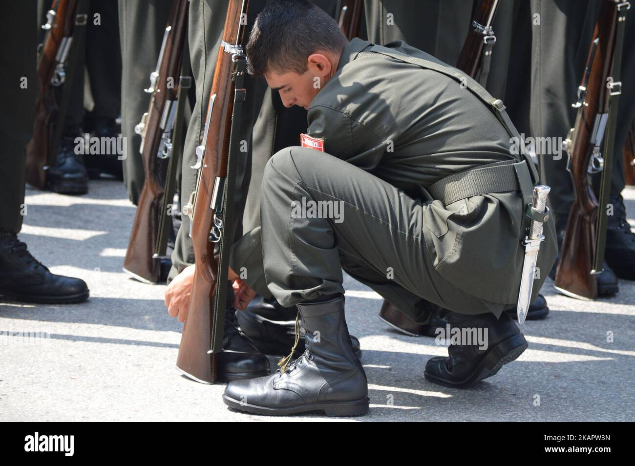 Turkish soldiers and gendarmeries attend a military parade marking the ...