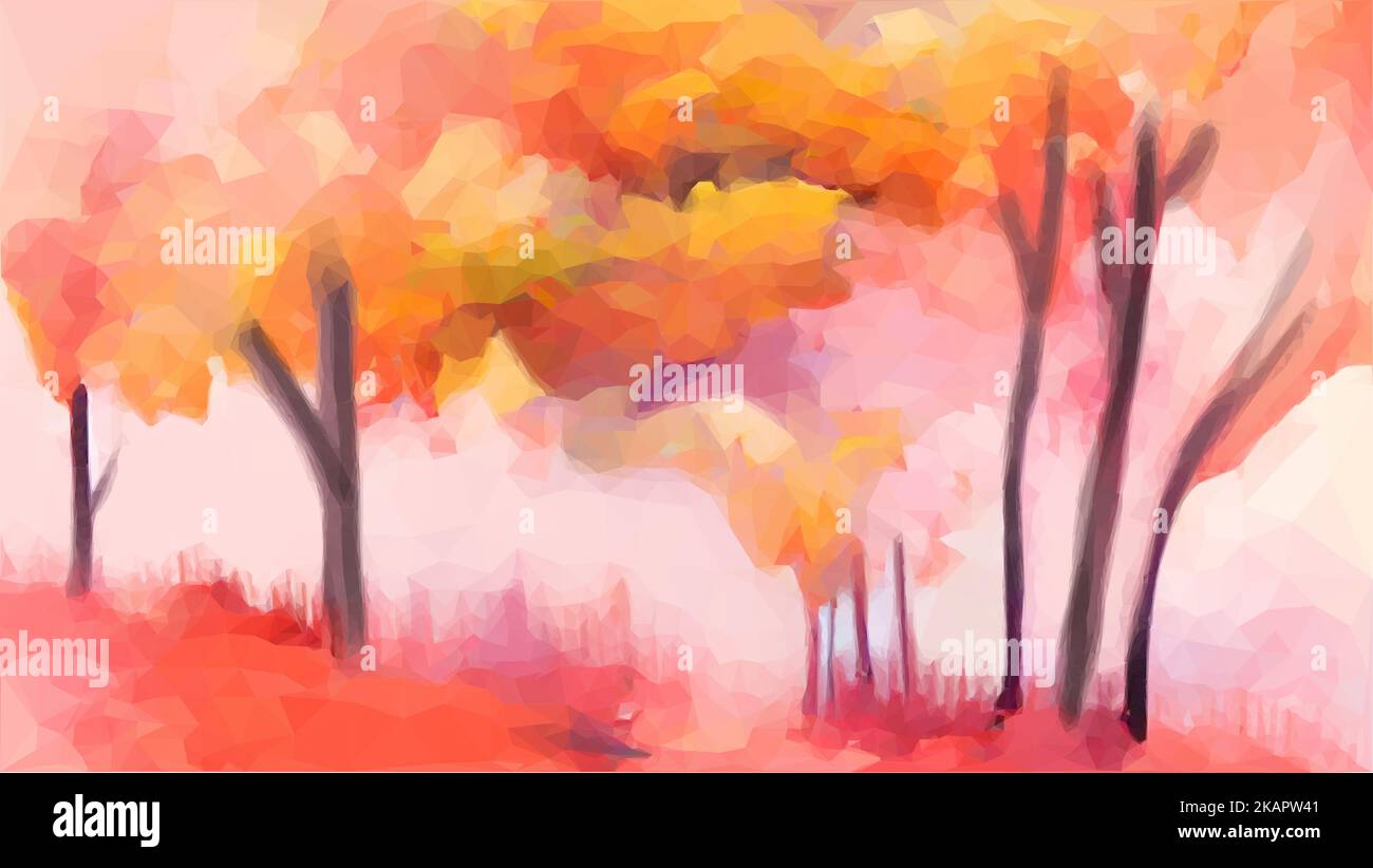 abstract autumn forest background. Dreamy rose gold trees. Vector in ...