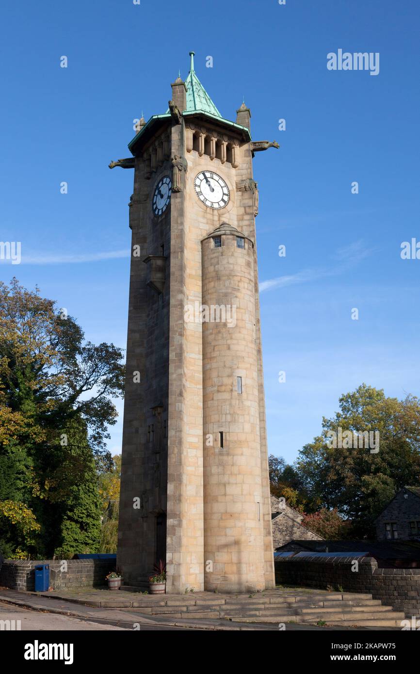 Art Nouveau clock tower, Lindley, Huddersfield, West Yorkshire Stock ...