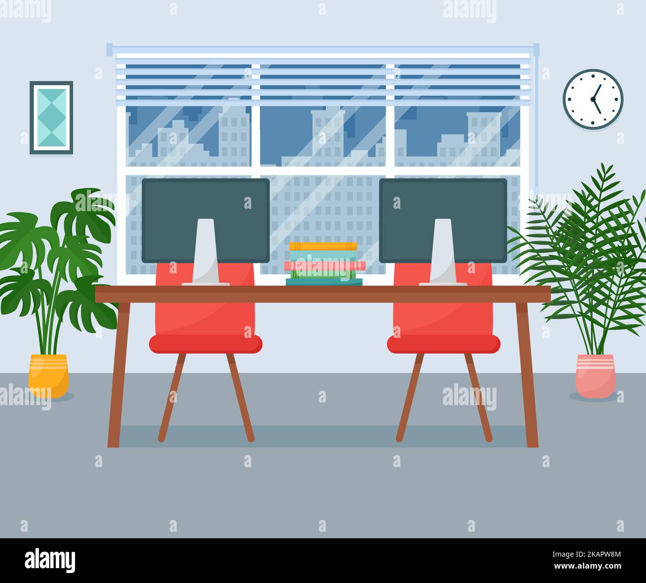 Office room interior. Modern business workspace. Vector illustration ... Office room interior. Modern business workspace. Vector illustration ...