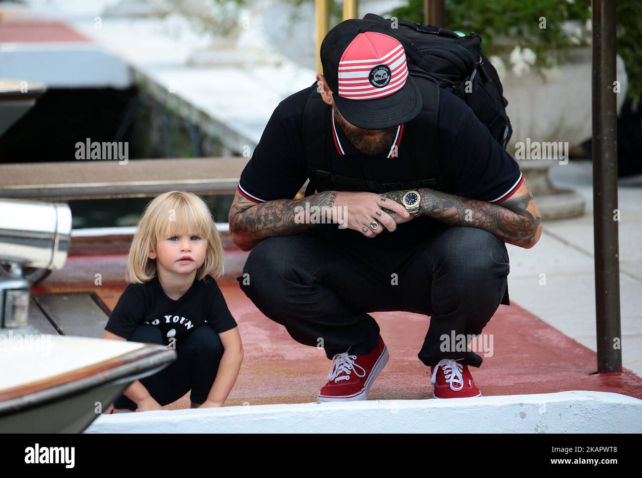 Bianca Balti husband Matthew McRae with daughter Mia McRae at the Hotel ...