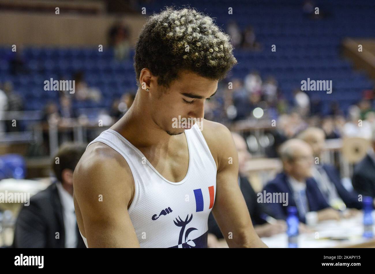Loris Frasca, France, performs during the Varna FIG World Challenge Cup ...