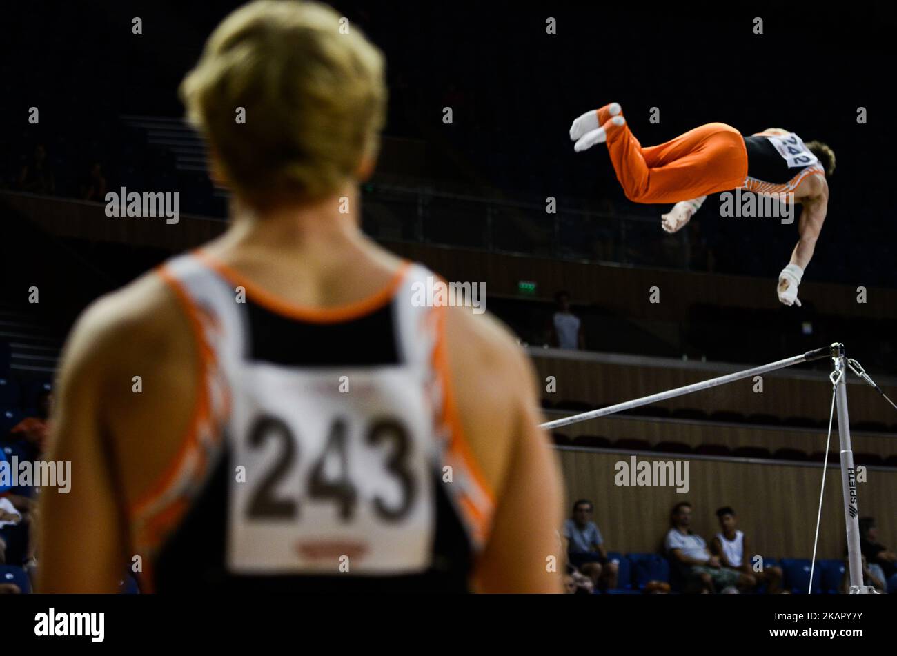 Frank Rijken, Netherland, performs during the Varna FIG World Challenge ...