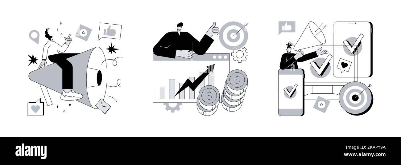 Online digital campaign abstract concept vector illustration set ...