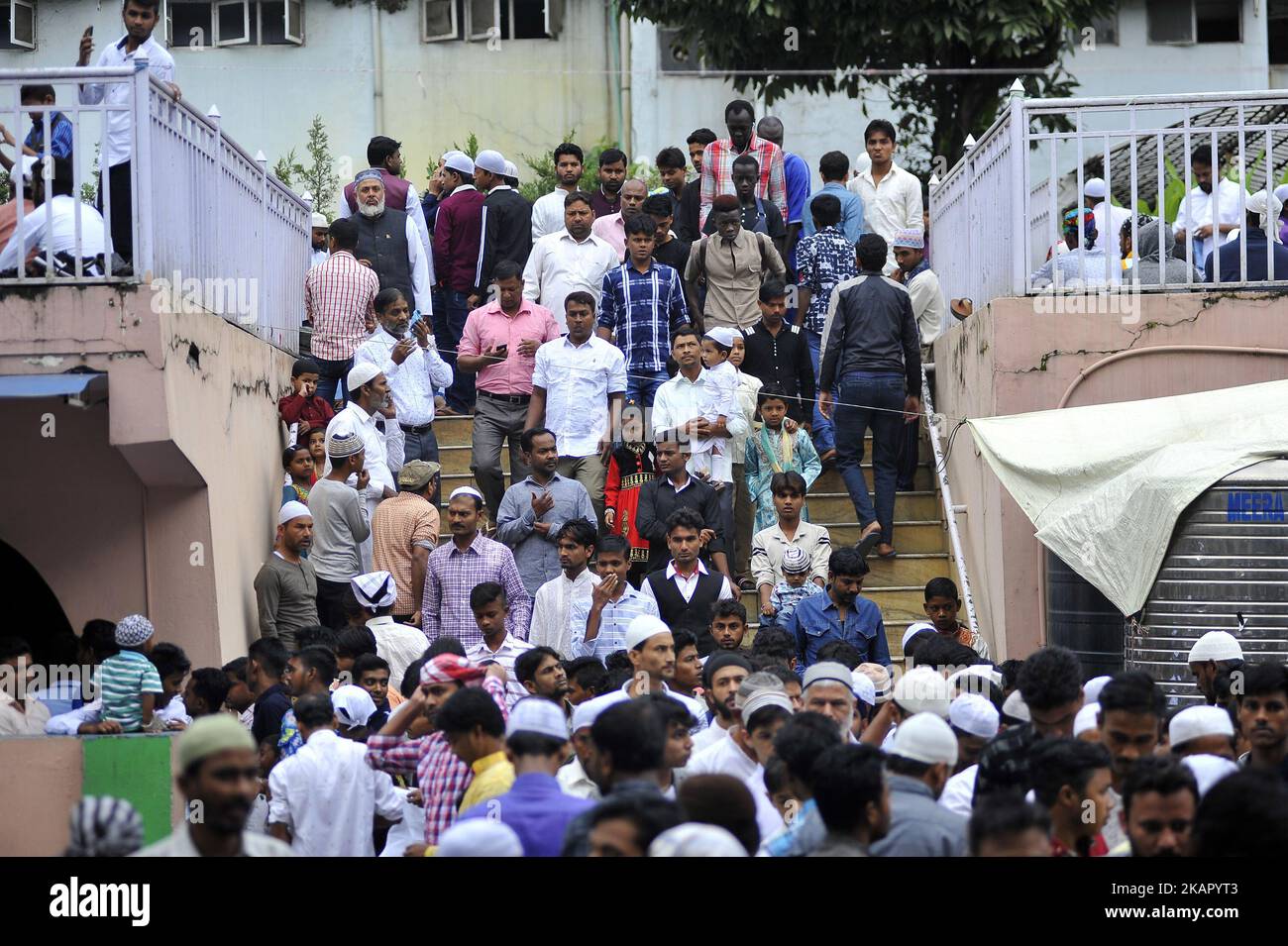 Nepalese muslims arrive to offering ritual prayer during celebration of ...
