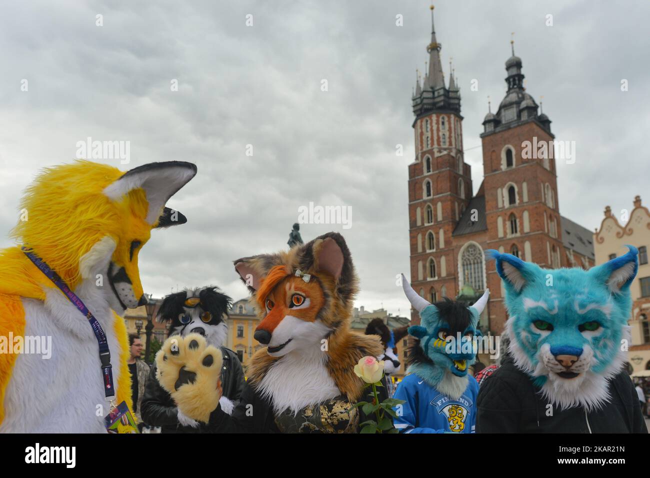Members of different Furry Fandom Conventions pose for a photo at Adam ...