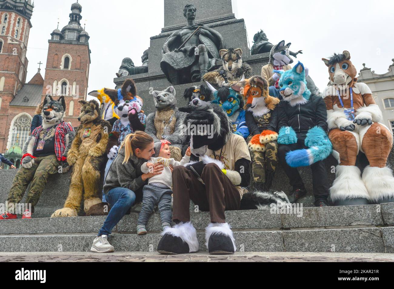 Members of different Furry Fandom Conventions pose for a photo at Adam ...