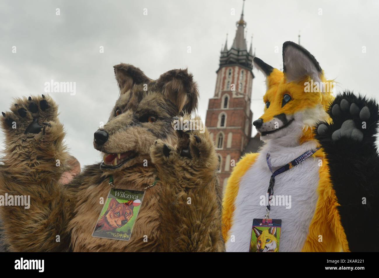 Members of different Furry Fandom Conventions pose for a photo at Adam ...