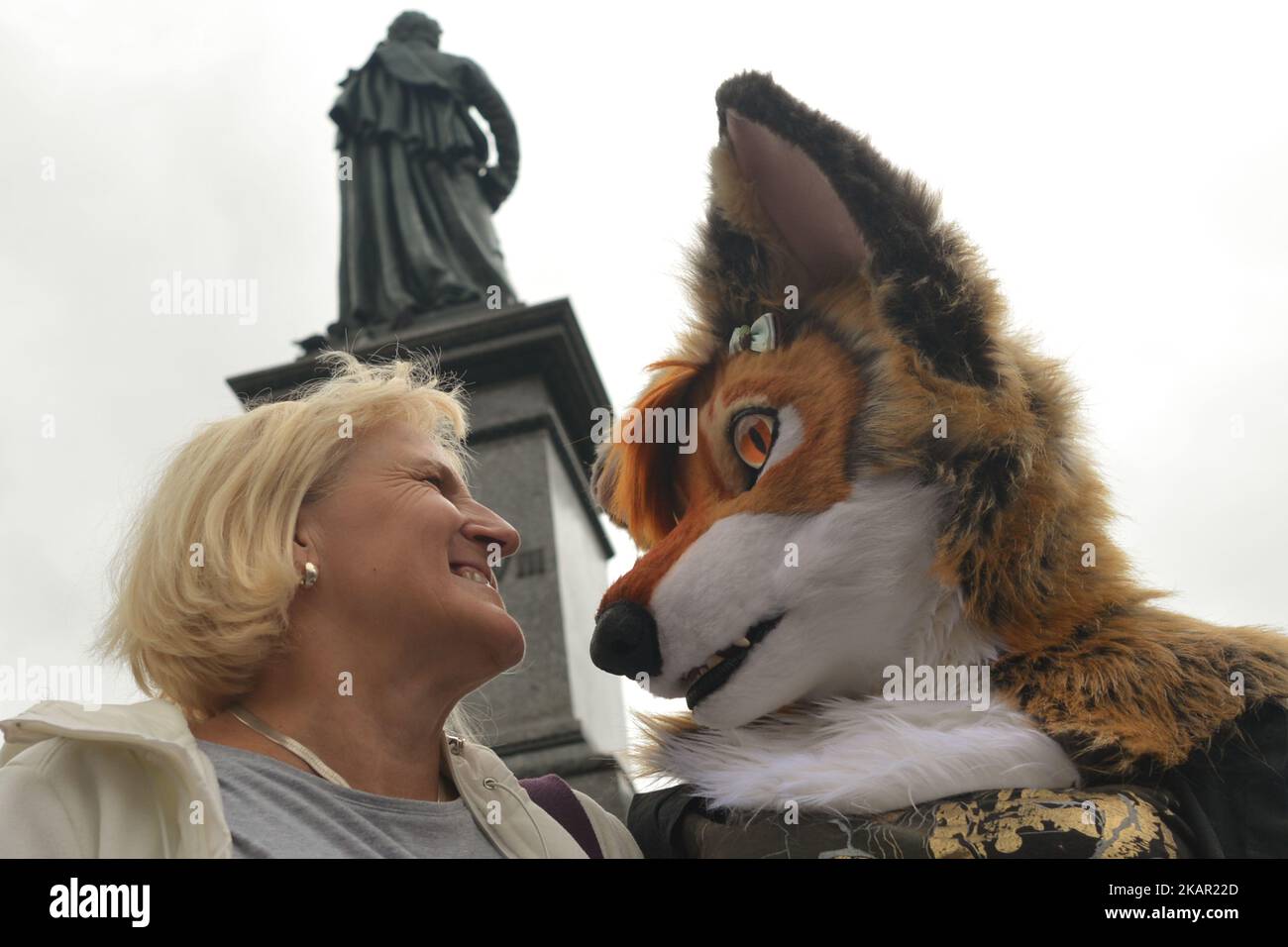 Members of different Furry Fandom Conventions pose for a photo at Adam ...