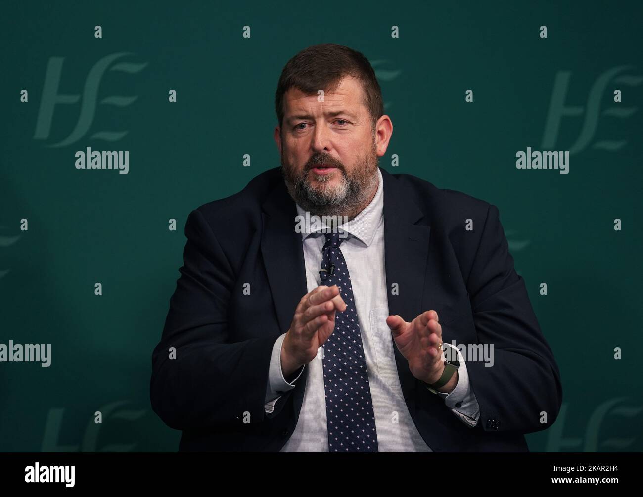 HSE Interim CEO Stephen Mulvany during a media briefing at Dr Steevens ...