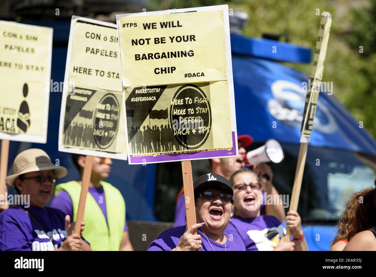Immigration rights activists protest the Trump administration's ...