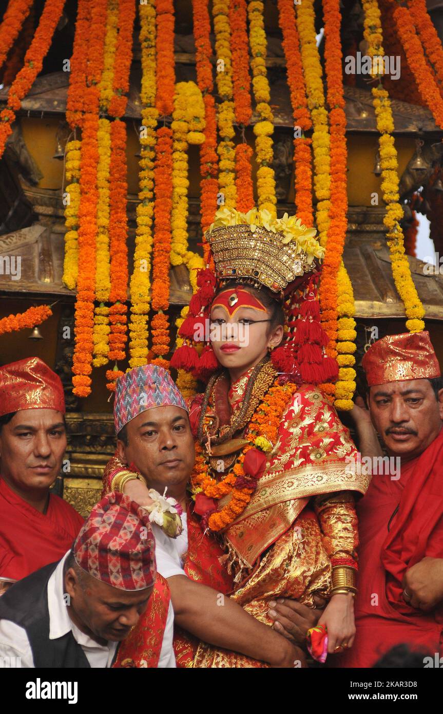 Devotees carrying Goddess 'Kumari' for the chariot pulling festival on ...