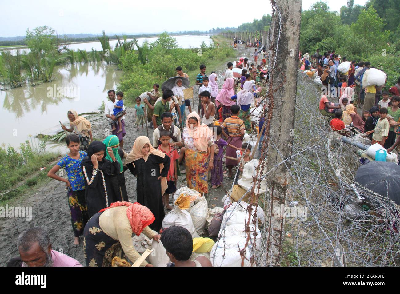 Ethnic minority group Rohingya refugees of Myanmar gather Bangladesh ...