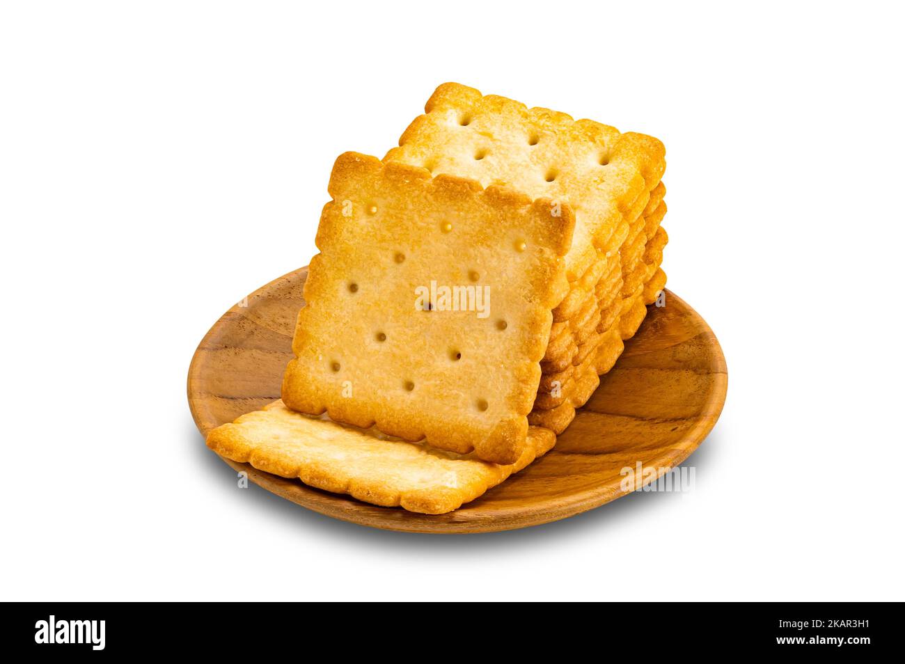 High angle view pile of dry sweet delicious square shape crackers in ...