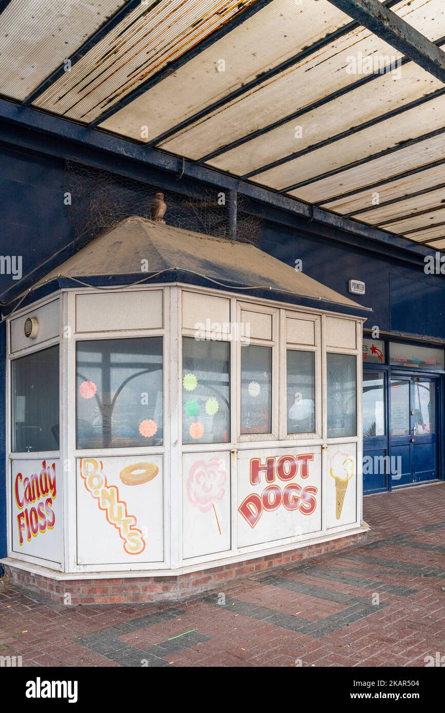 Cabin selling Hot Dogs, Candy Floss, Donuts Stock Photo - Alamy