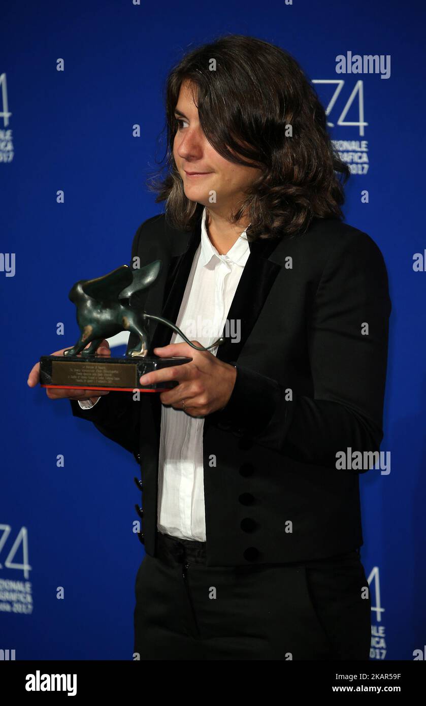 Producer Valentina Novati poses with the Special Orizzonti Jury Prize ...