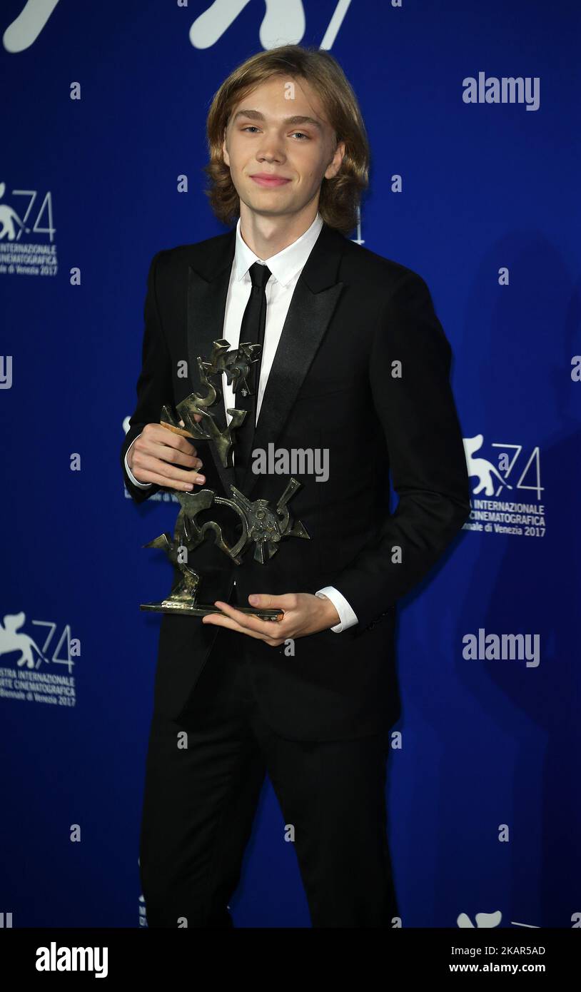 Charlie Plummer poses with the 'Marcello Mastroianni' Award for Best ...