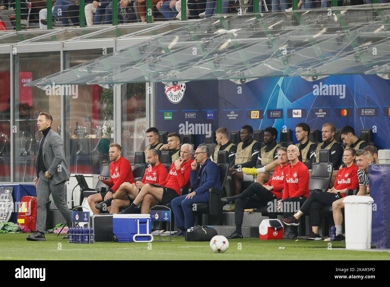 Milan, Italy. 2nd Nov, 2022. Italy, Milan, nov 2 2022: Salzburg's bench ...