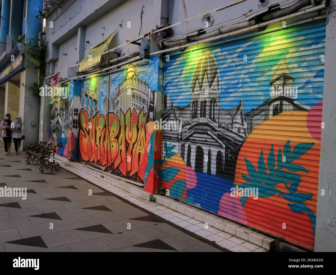 The beautiful street art on Tunjungan street. Surabaya, Indonesia Stock ...