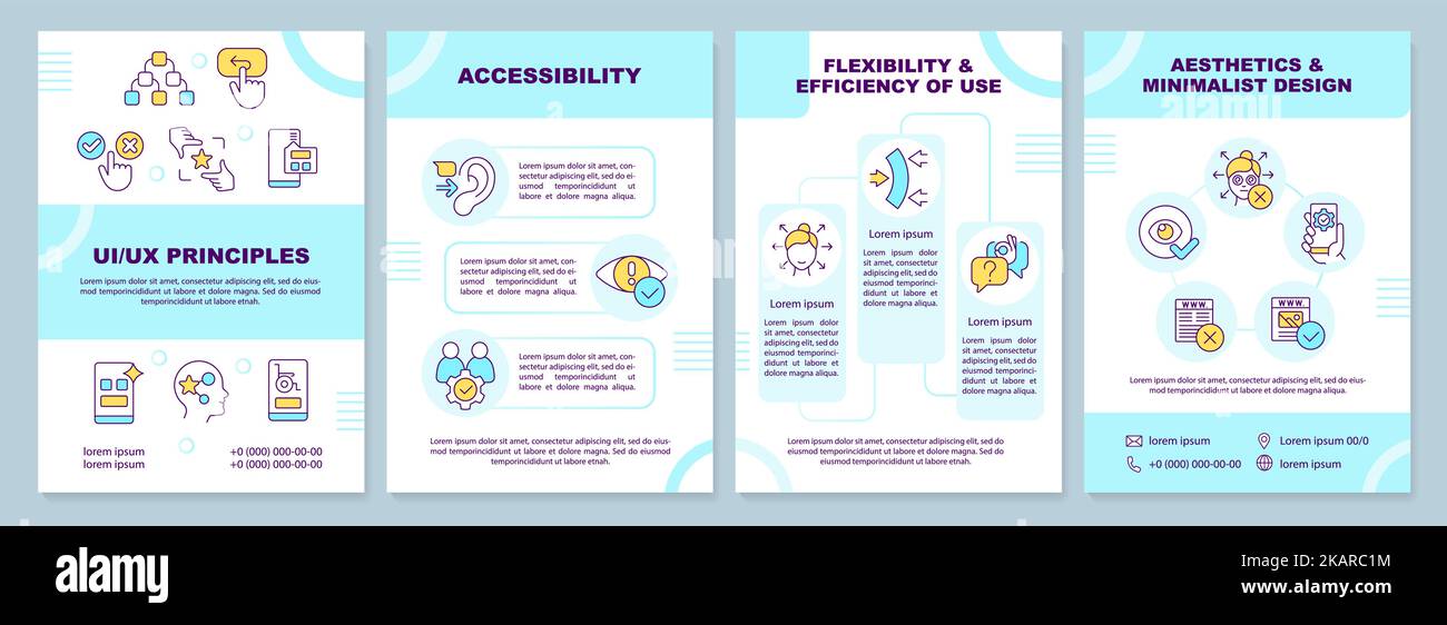 UI UX principles blue brochure template Stock Vector Image & Art - Alamy
