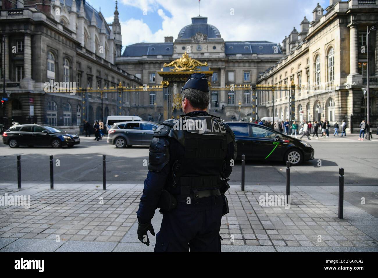 Policeman outside Trail in Paris, France, on 19 September 2017 during ...