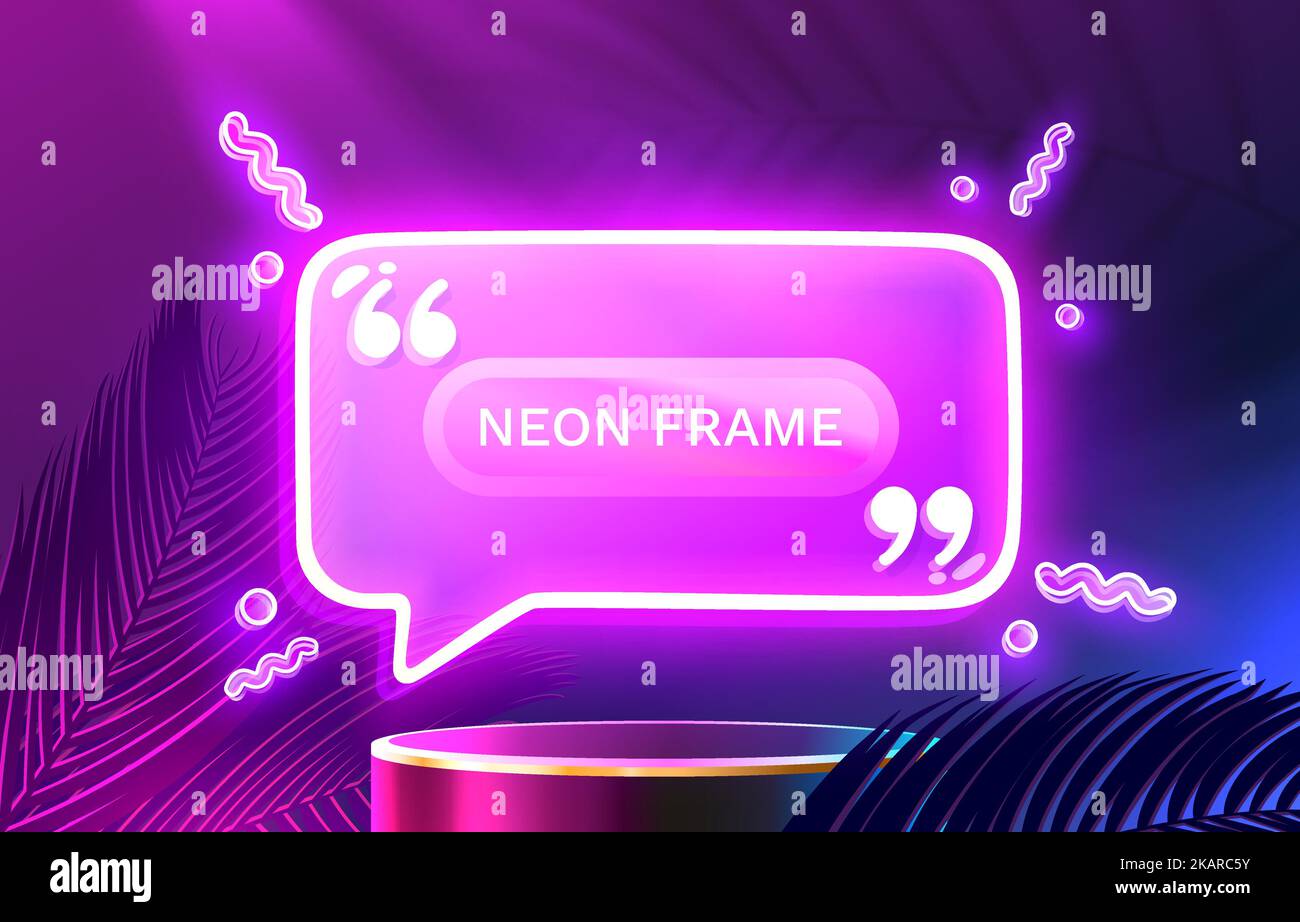 Neon chat frame, bubble led talk. Vector illustration Stock Vector ...