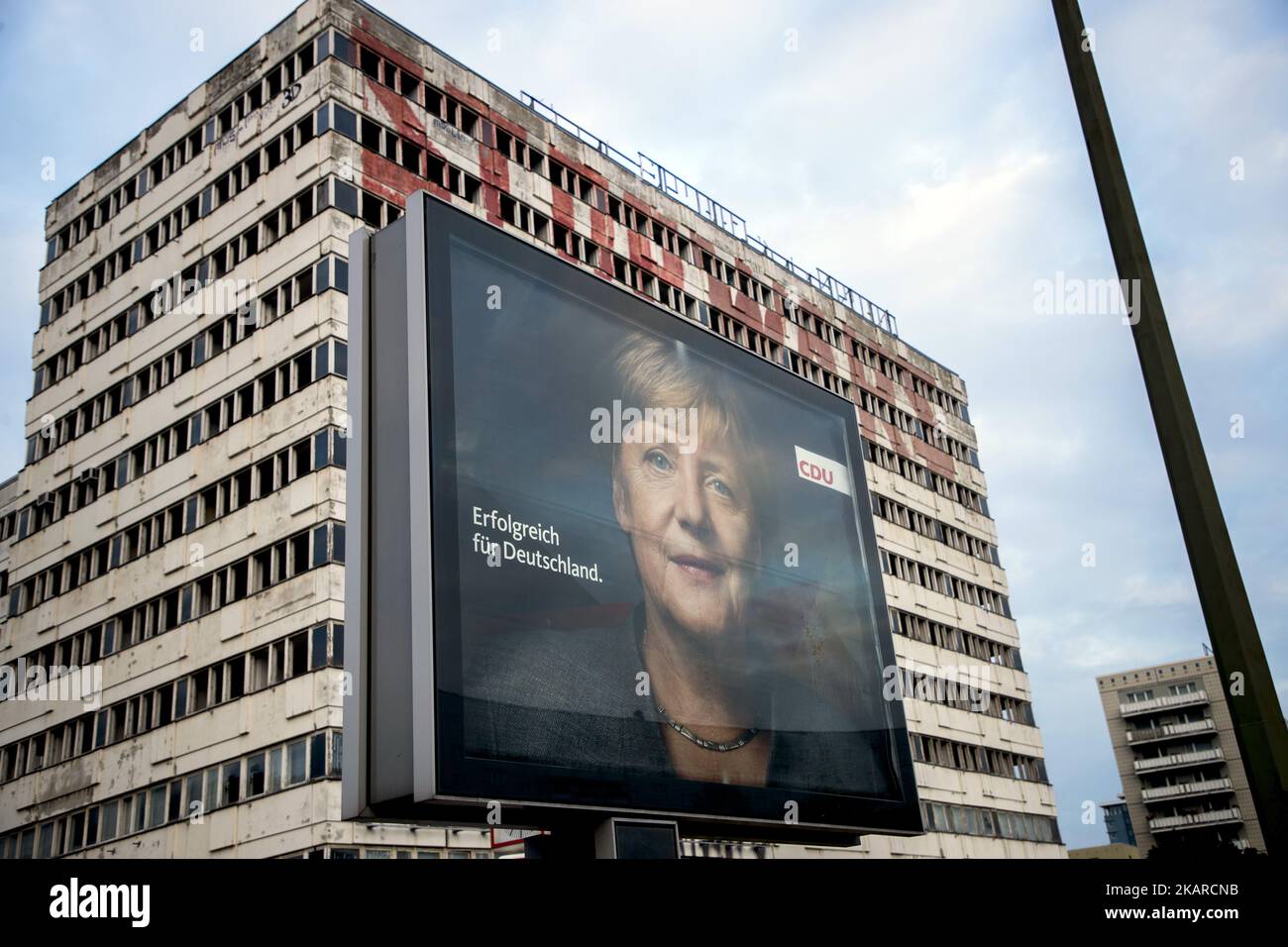 An Election poster showing German Chancellor Angela Merkel (CDU) is ...