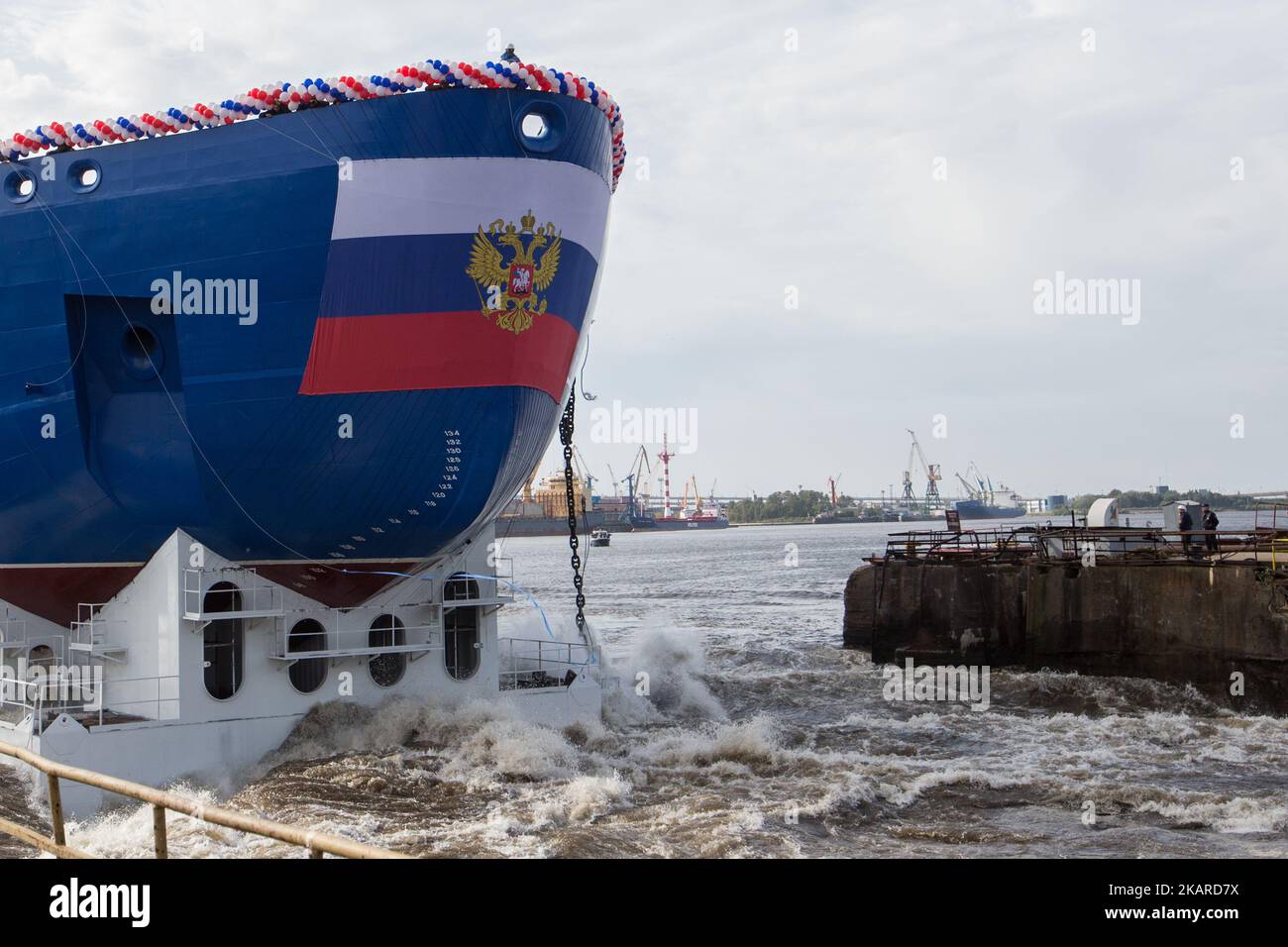 View of the nuclear-powered icebreaker "Sibir" (Siberia) during ...