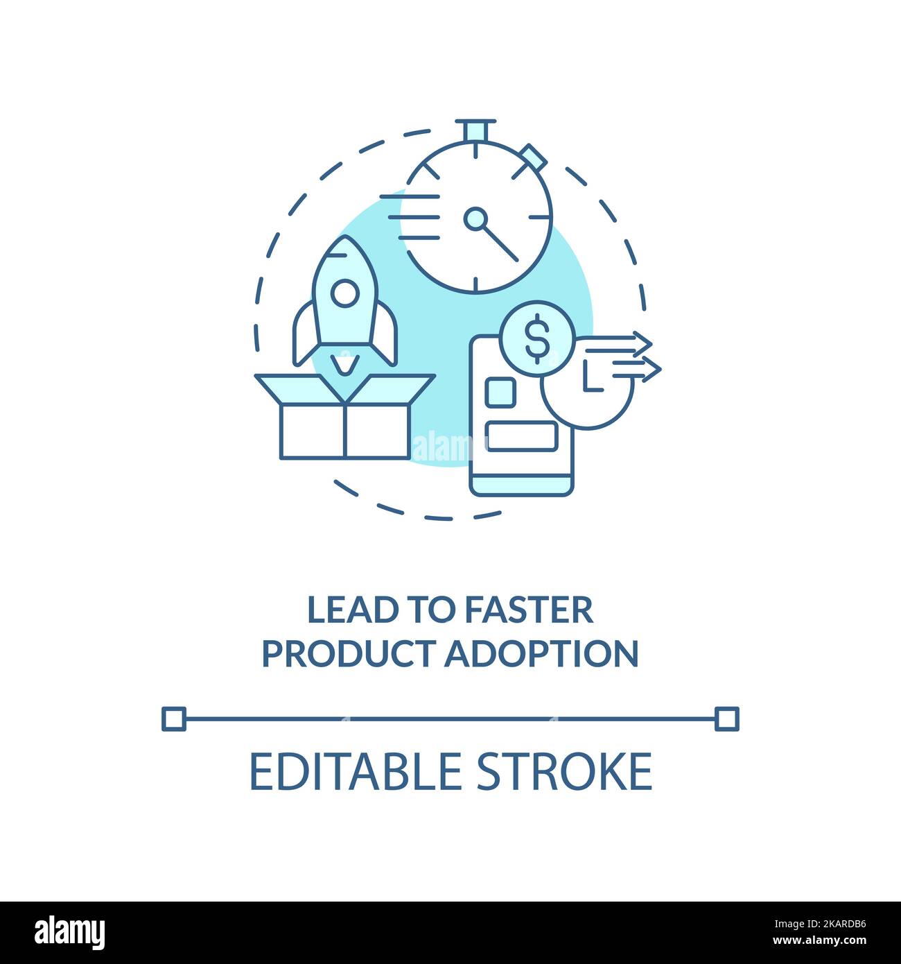 Lead to faster product adoption turquoise concept icon Stock Vector ...