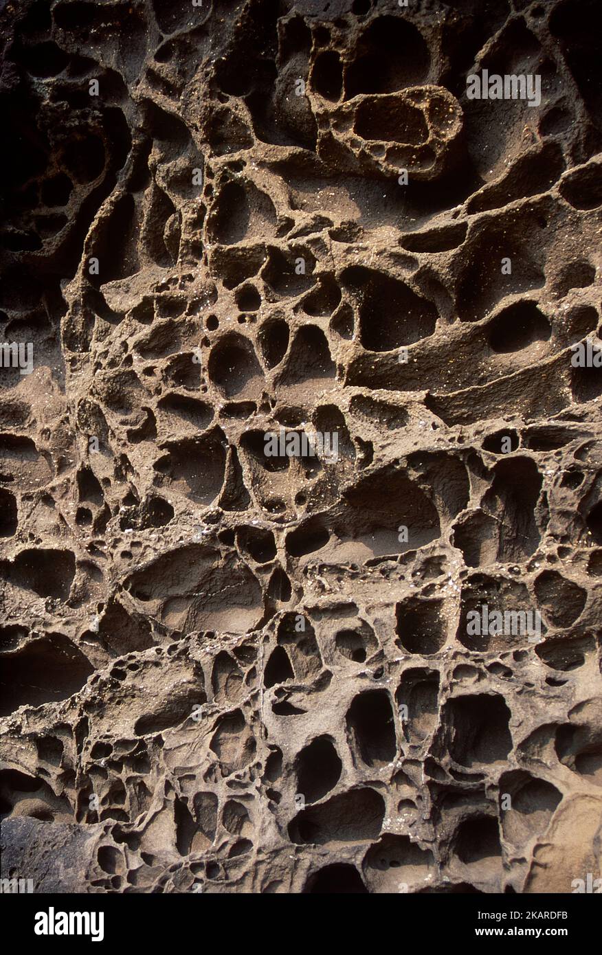 Awesome creation of waves rock erosion by sea at Harihareshwar Stock ...