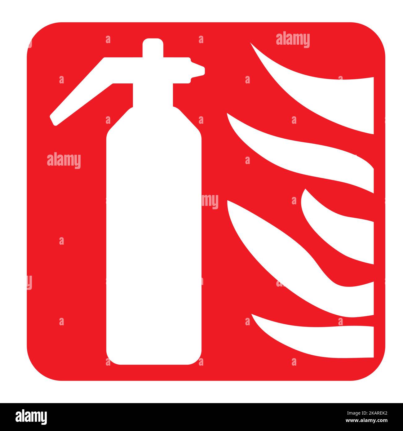 Red Fire Extinguisher sign, square icon, fireman warn isolated on white ...