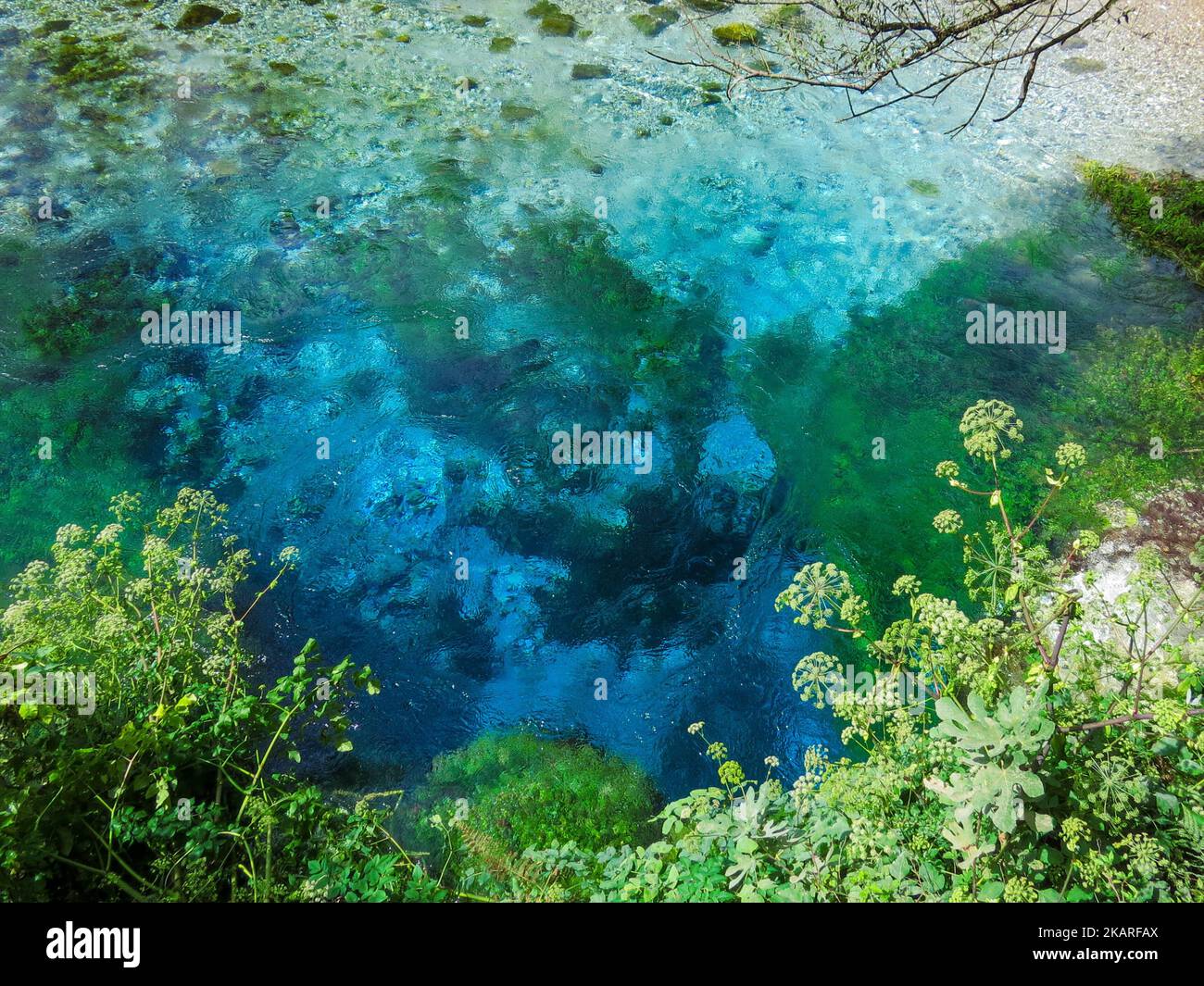 A high angle shot of the Blue Eye spring in Albania Stock Photo - Alamy