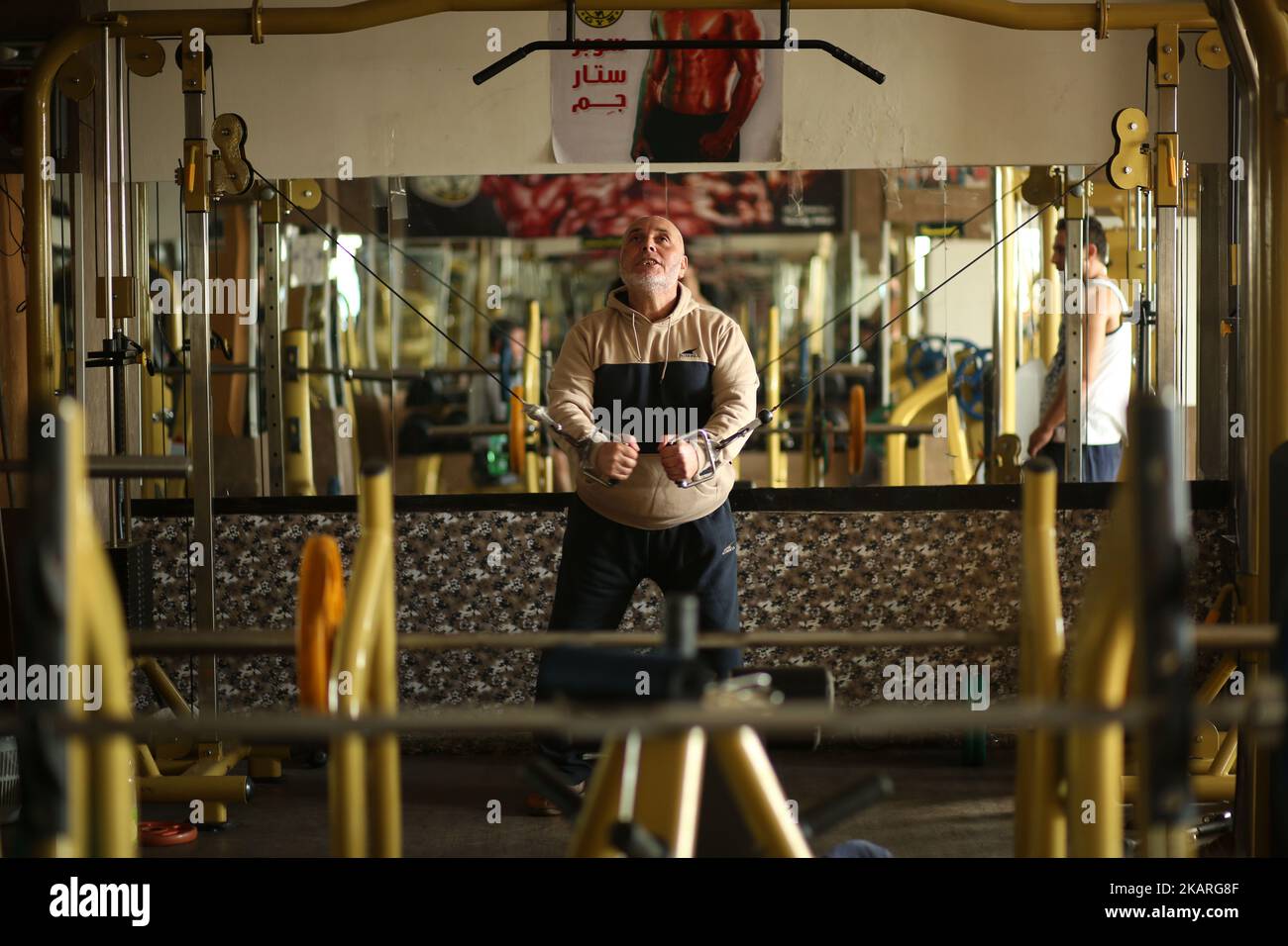 A Palestinian Mohammed Al-Nabih 62 years old Exercise bodybuilding in ...