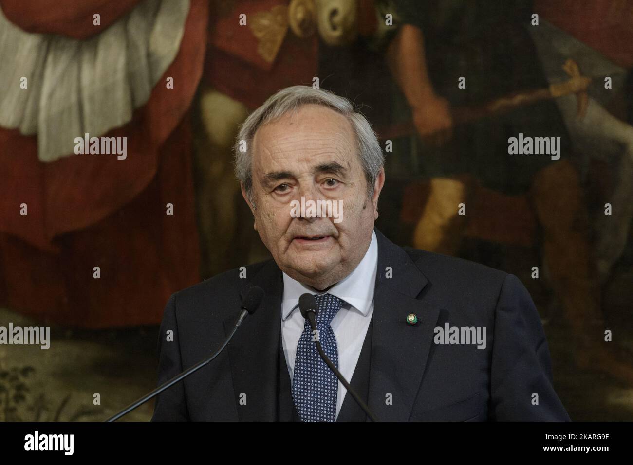 Raffaello Giulio De Ruggieri, Mayor of Matera, speaks during the signs ...