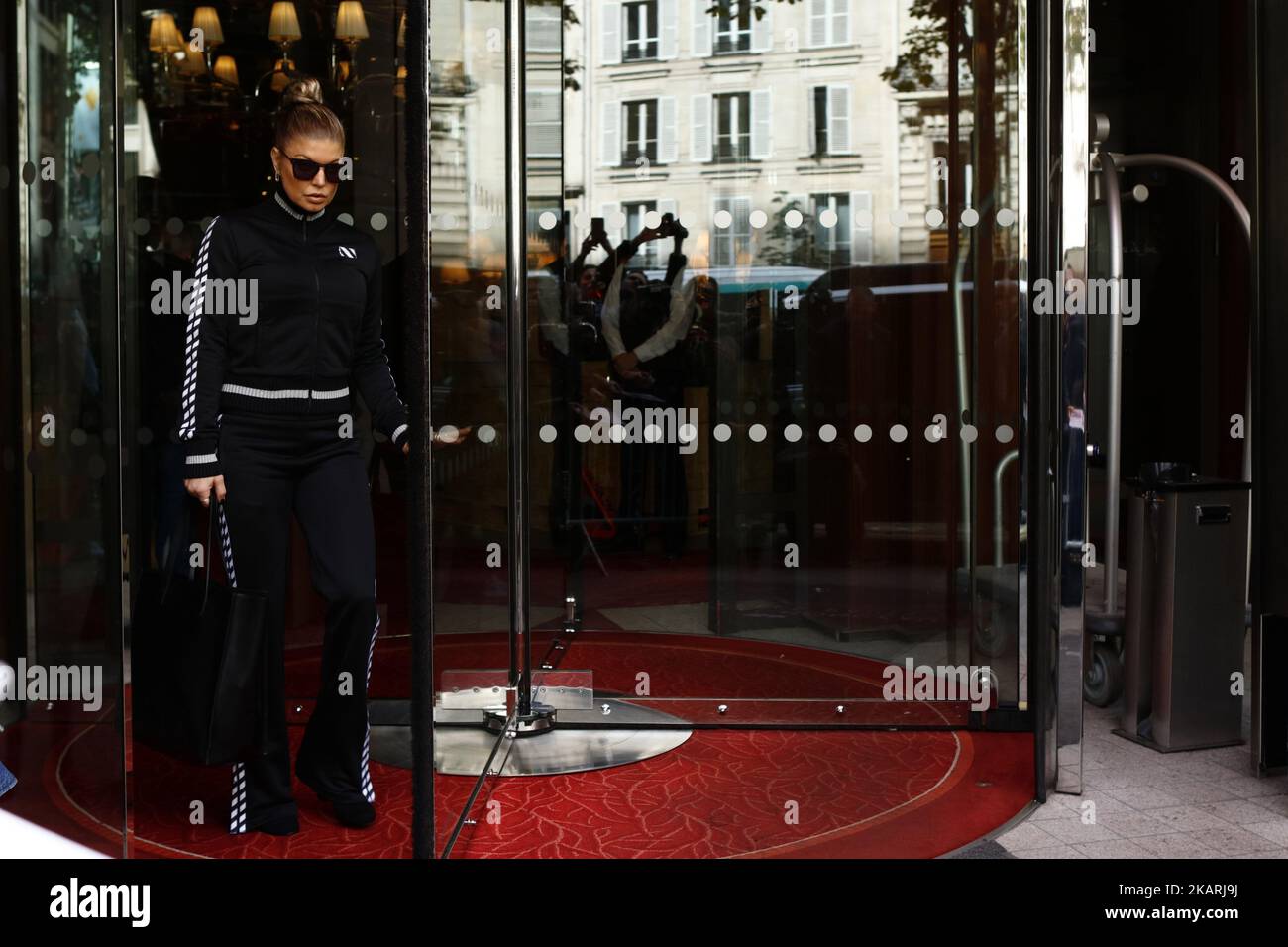 Singer Fergie is seen leaving the Royal Monceau hotel in Paris, France ...