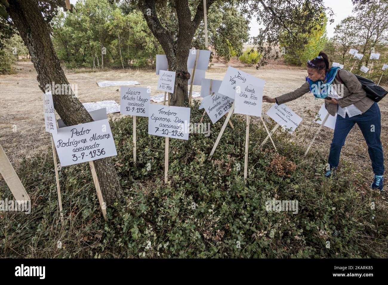 Memorial with banners with the names of people killed by the fascist ...