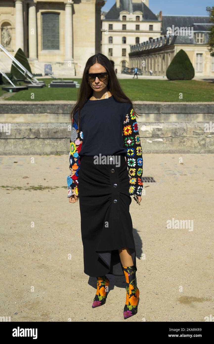 Erika Boldrin is seen attending Nina Ricci during Paris Fashion week ...