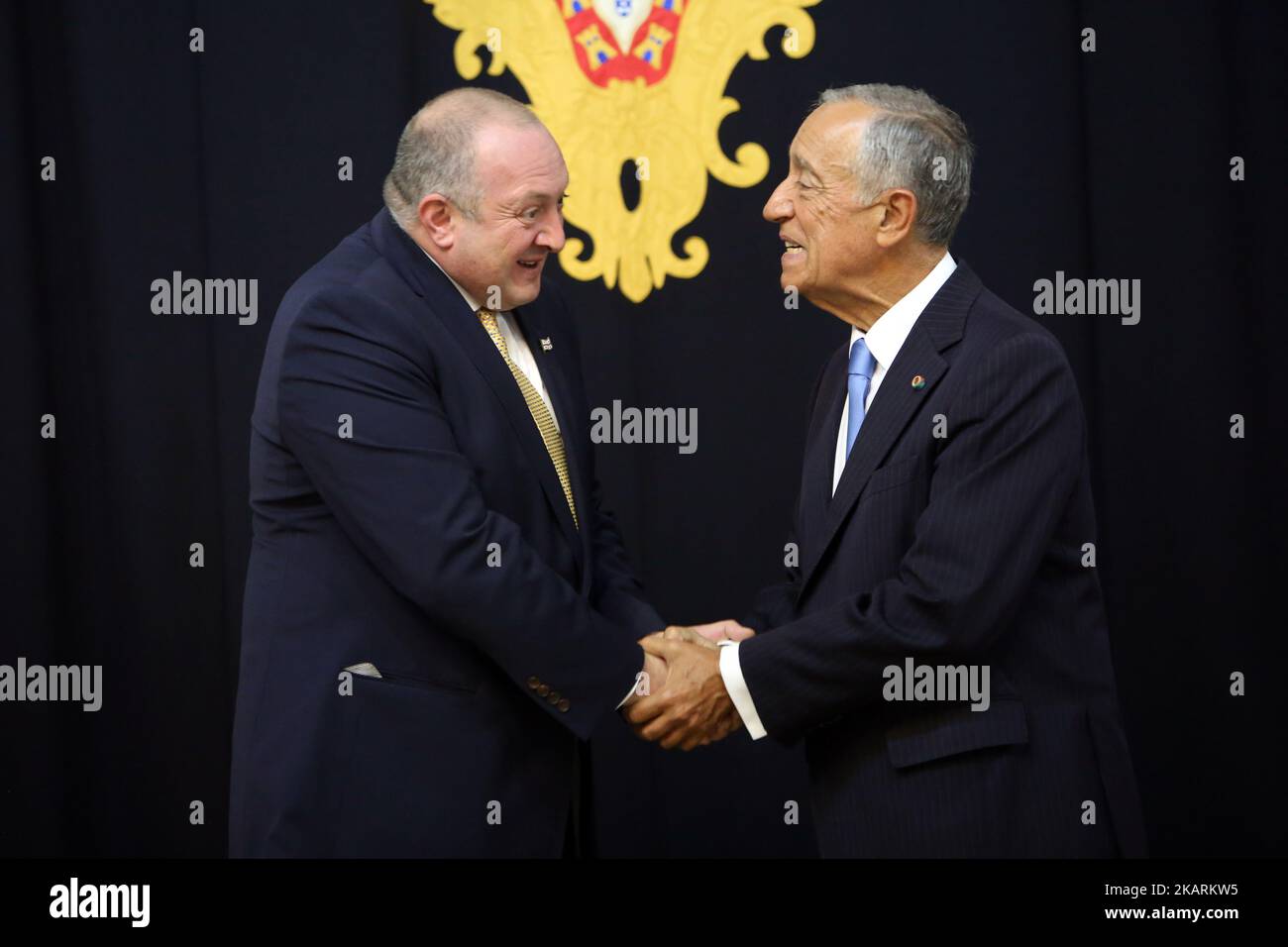 Portugal's President Marcelo Rebelo de Sousa (R ) and Georgia's ...