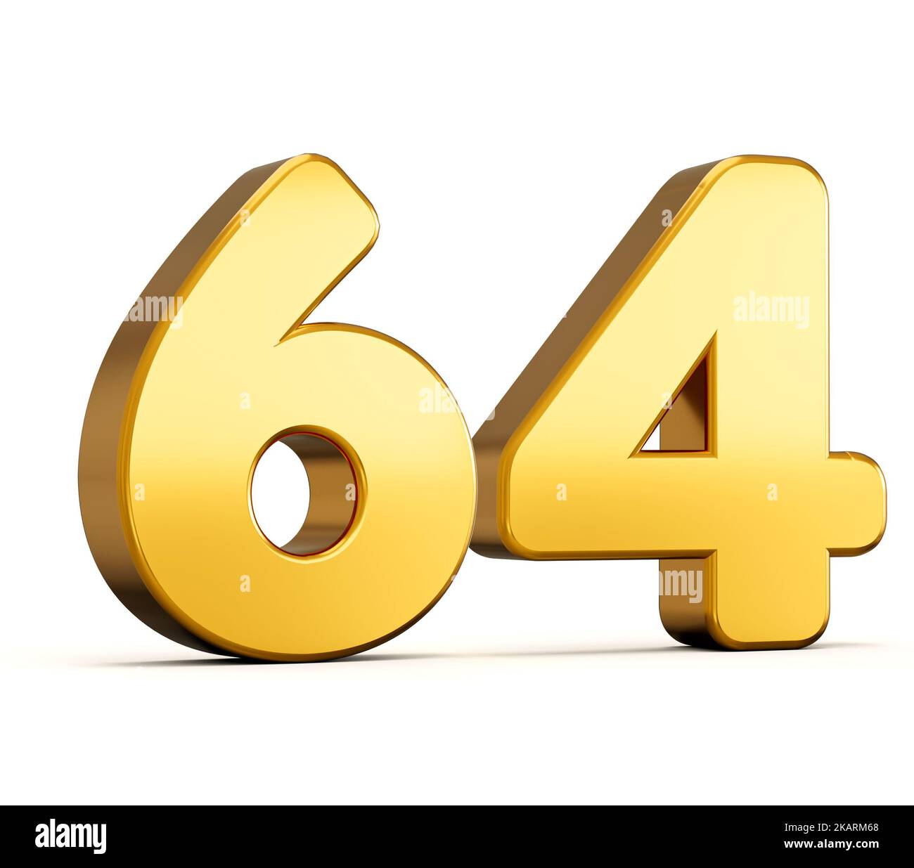 3d illustration of golden number sixty four or 64 isolated on white ...
