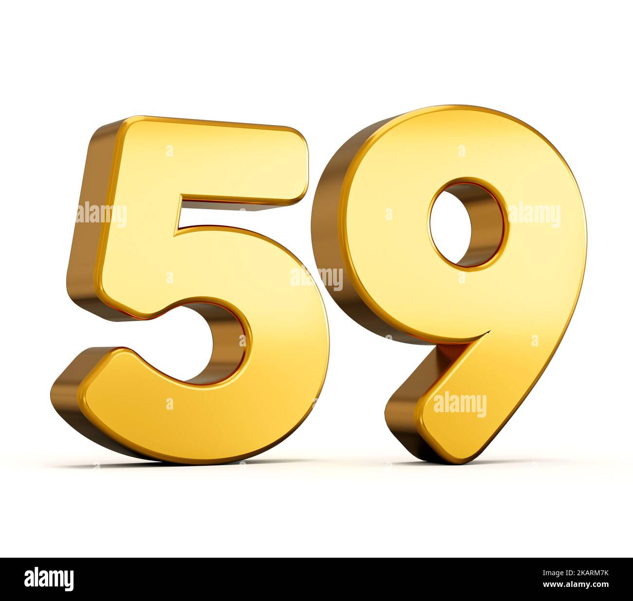 3d illustration of golden number fifty nine or 59 isolated on white ...